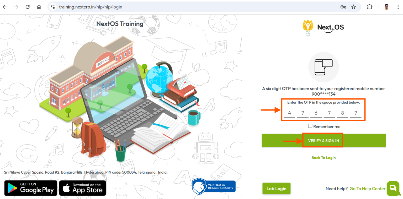 How can a student log in to their account using the “Login with OTP ...
