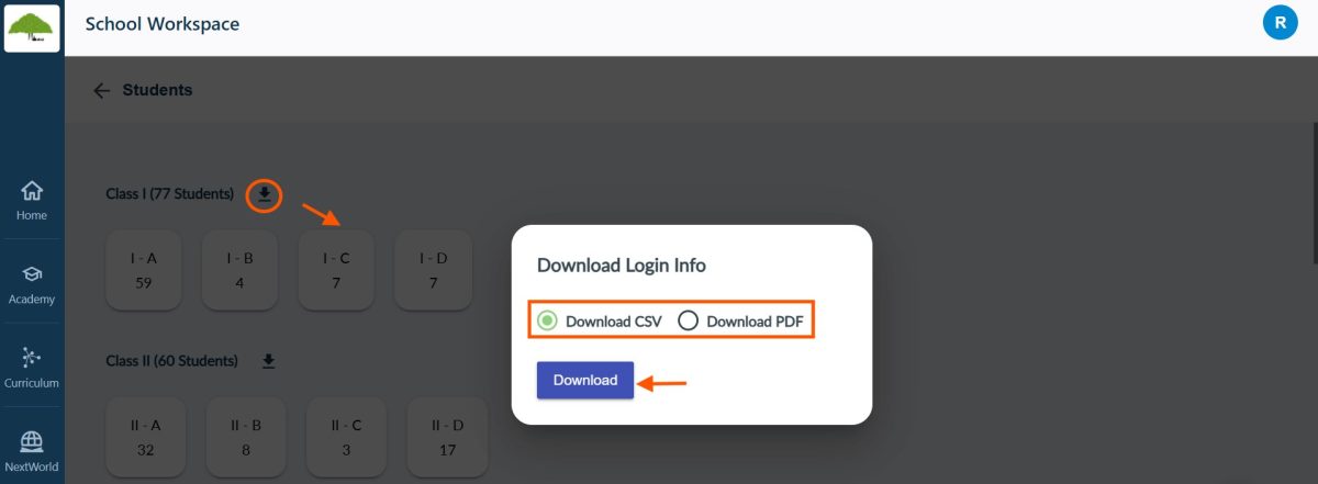 How can I download student passwords in Next Gurukul? – NextOS Help Center