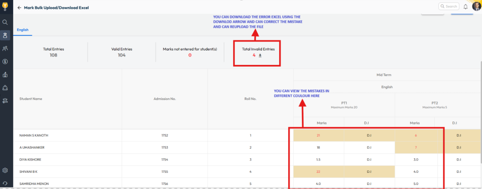 How can I troubleshoot invalid entry errors in marks upload? – NextOS ...
