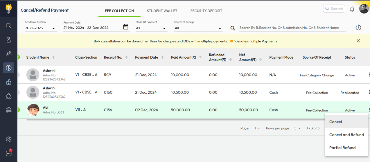 What is the process for modifying a fee structure of a class when a few ...